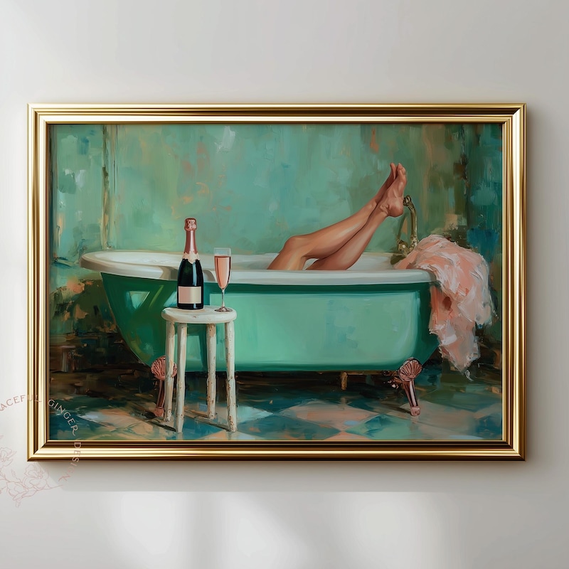 Drinking in Tub Art - Etsy