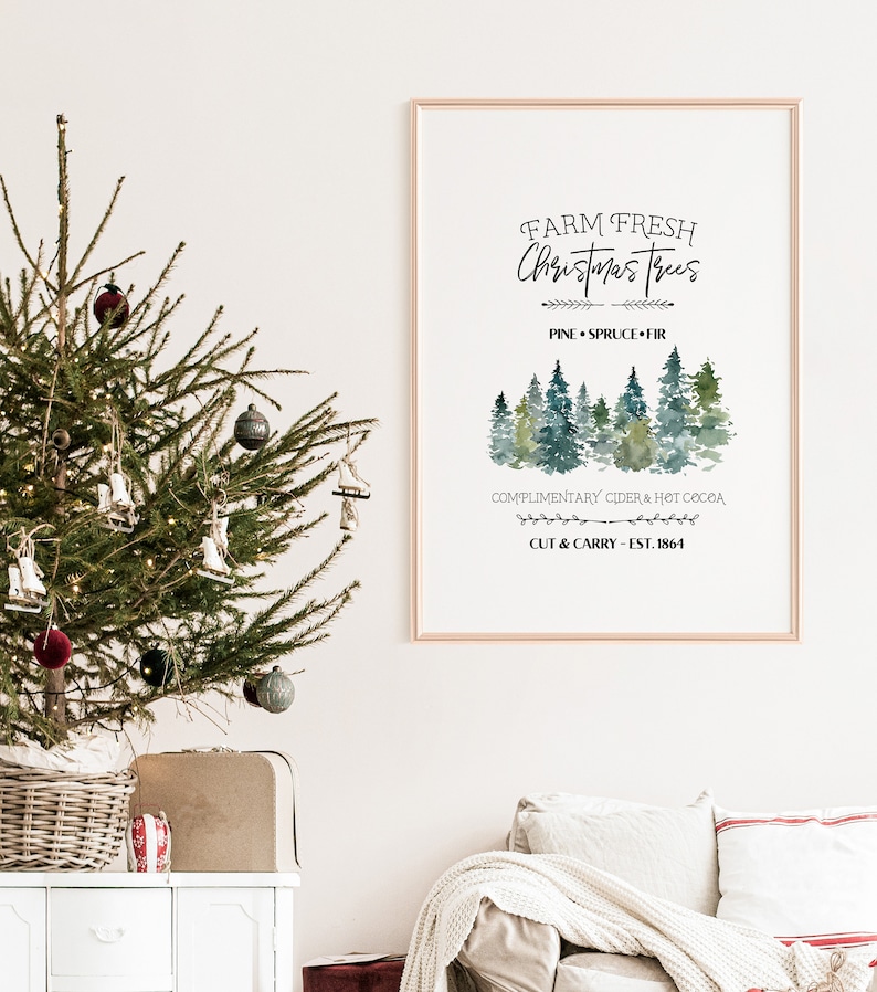 Farm Fresh Christmas Trees Printable Christmas Farmhouse - Etsy