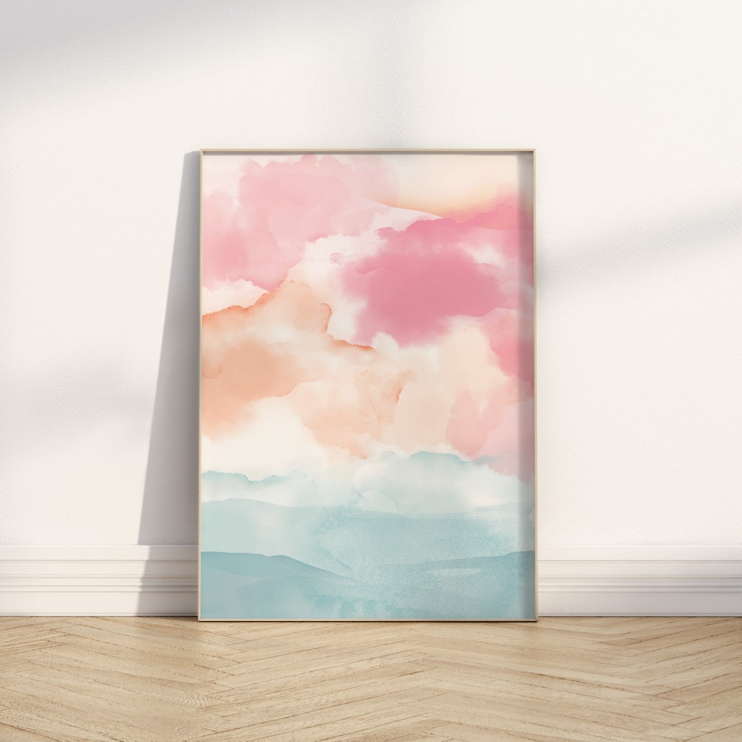 Pink Abstract Sunset Print, Printable Wall Art, Abstract Landscape ...