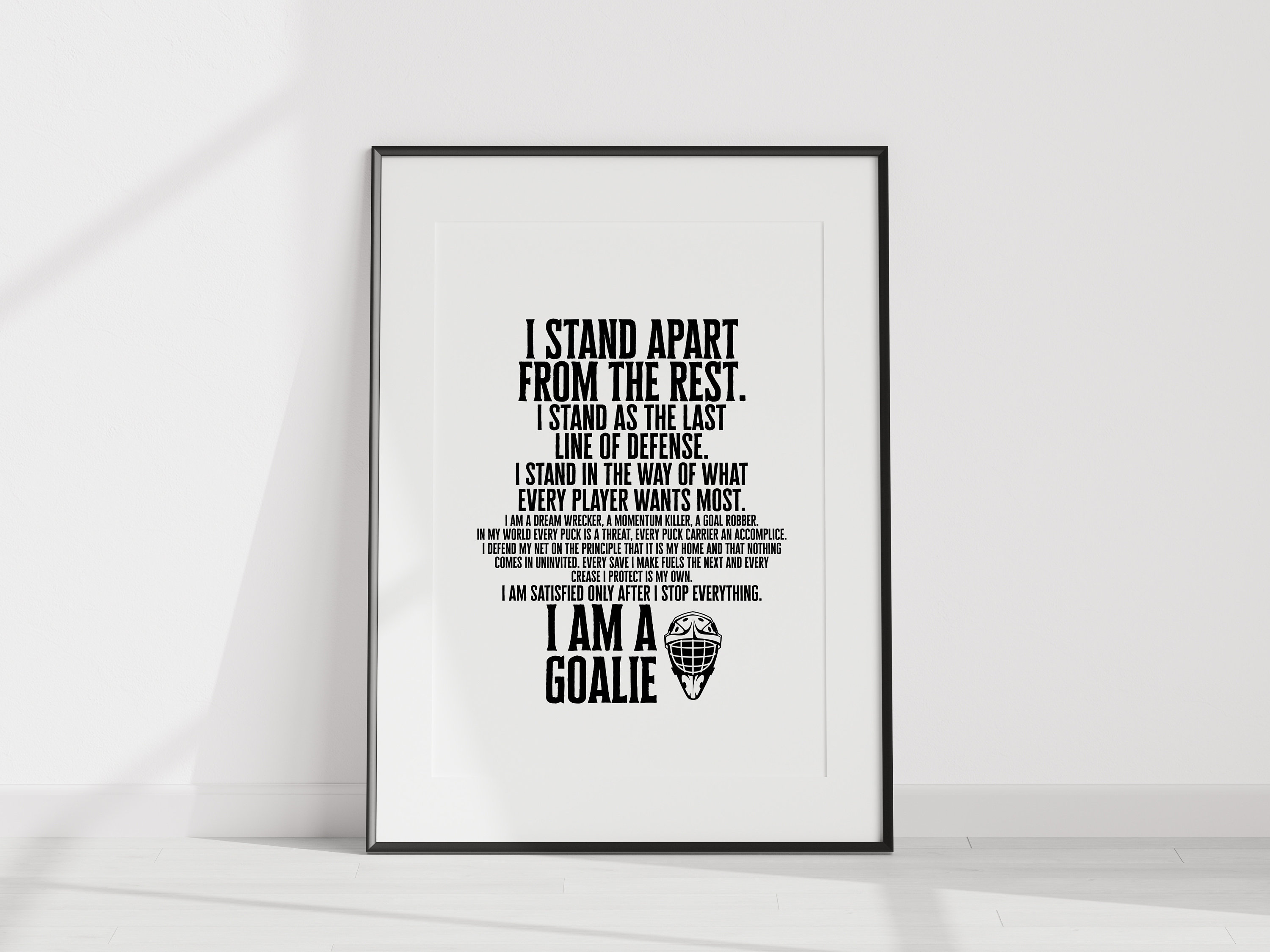 Hockey Goalie Quote Print Typography Poster Boy's Hockey - Etsy