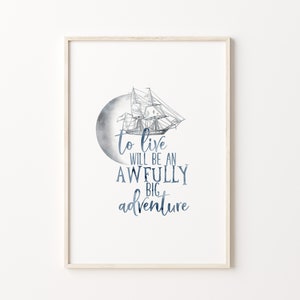 Peter Pan Quotes, Nursery Print Set of 6, Blue-gray Watercolor ...