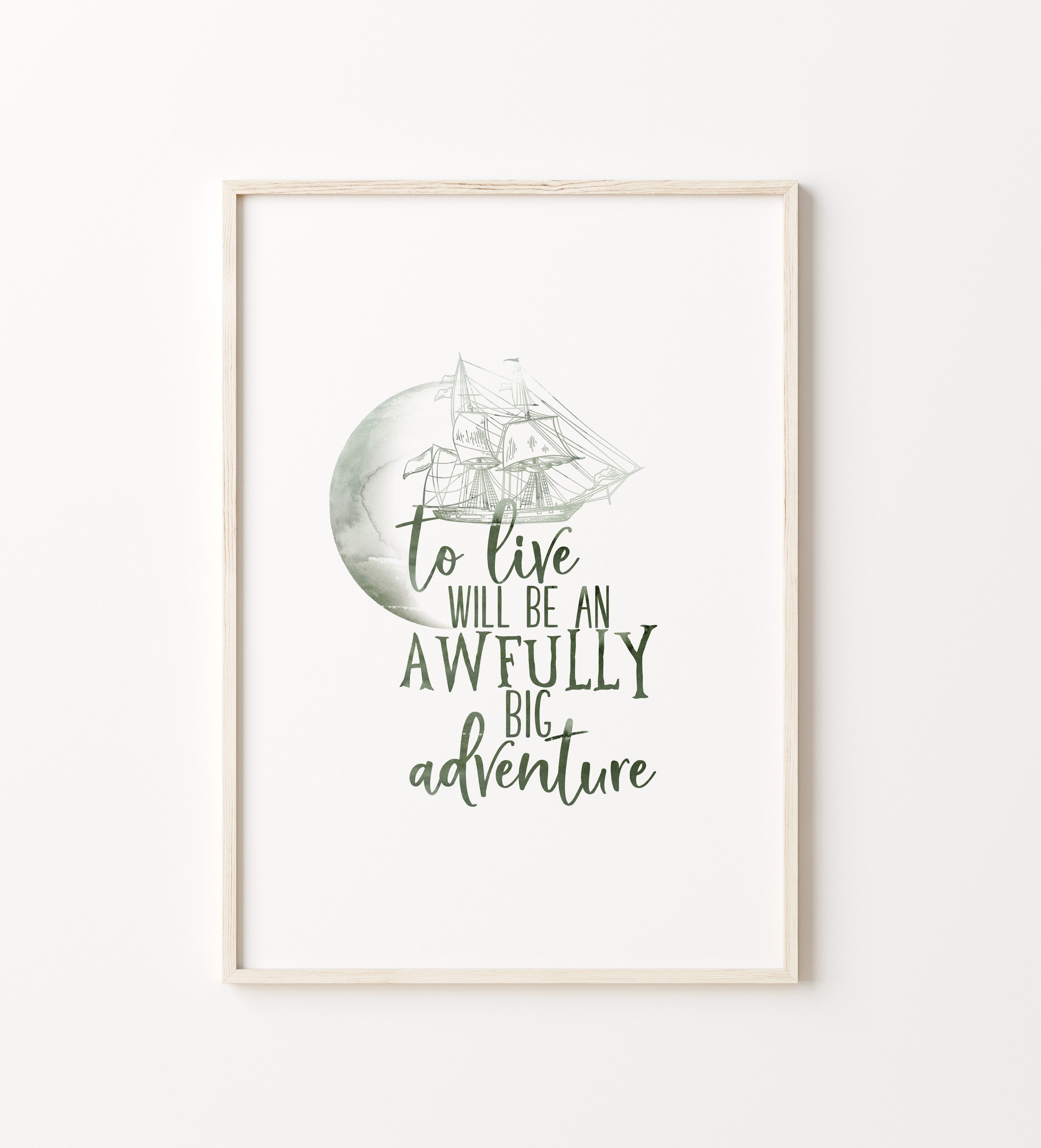 Peter Pan Nursery Print Set, Green Watercolor Quotes (digital Download ...