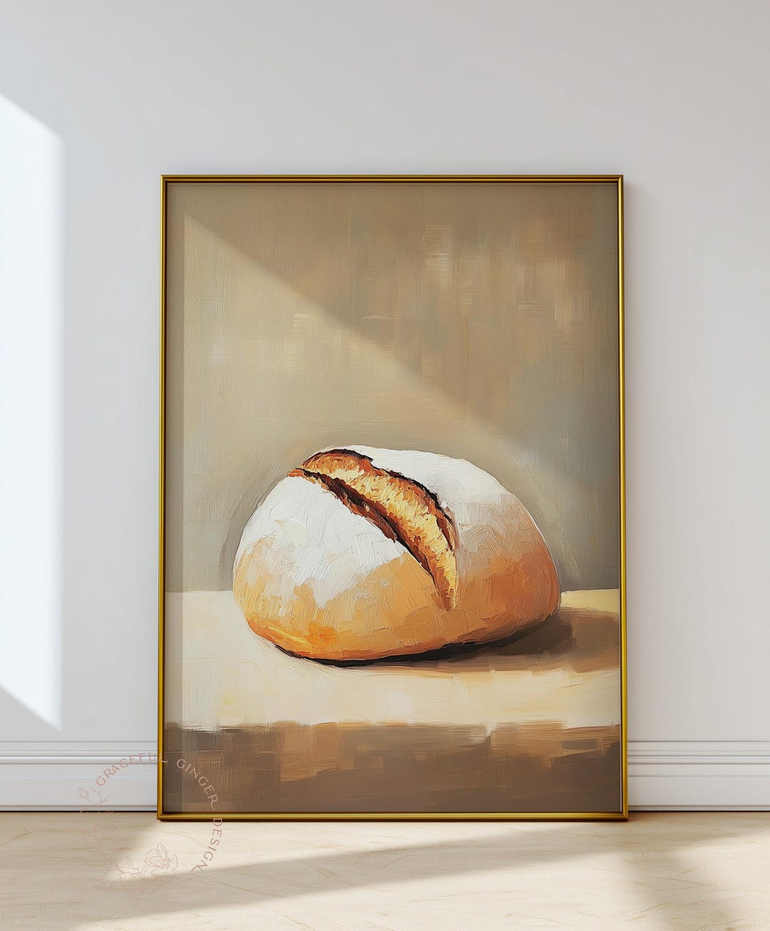 Rustic Bread Wall Art | Vintage Kitchen Oil Painting Print (digital ...