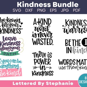 Kindness Svg Bundle, Positive Quotes Svg, Kind Quotes Bundle, Lettered ...