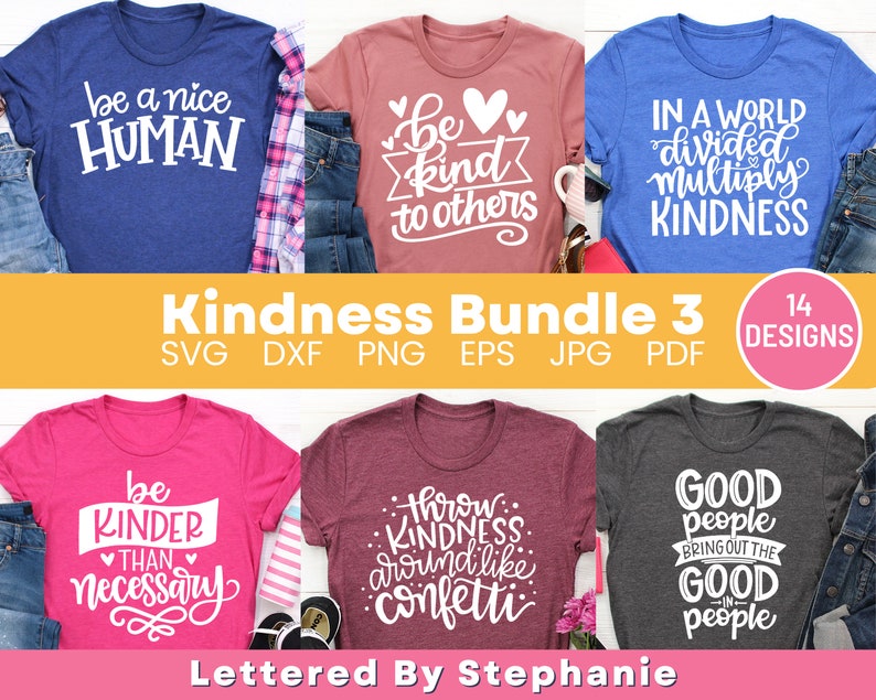 Kindness Quote Svg Bundle Positive Quotes Svg Kind Quotes Bund Lettered ...
