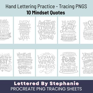 Procreate Lettering Tracing Sheets - 10 Hand Lettered Mindset Quotes ...