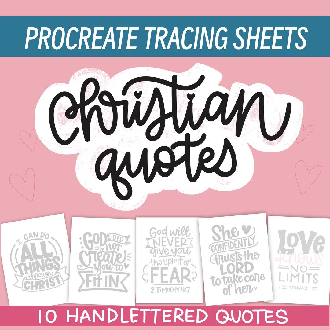 Procreate Lettering Tracing Sheets - 10 Hand Lettered Christian Quotes ...