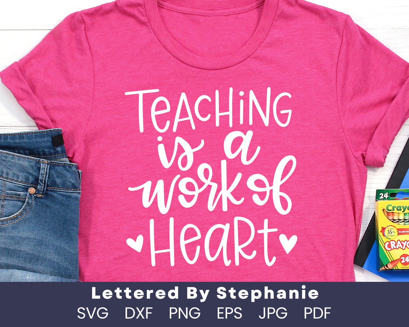 Teaching is a Work of Heart, SVG Cut File, Digital File, School Svg ...
