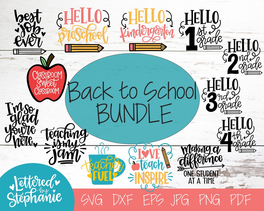 Back to School Bundle of Svgs, Back to School Svg, SVG Cut File, School ...