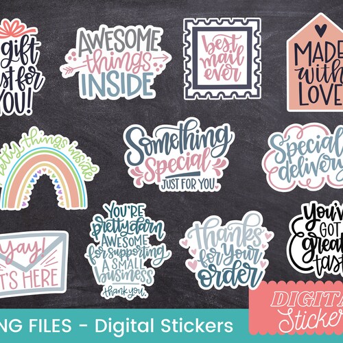 Digital Stickers for Packaging PNG File ONLY. Bundle of | Etsy