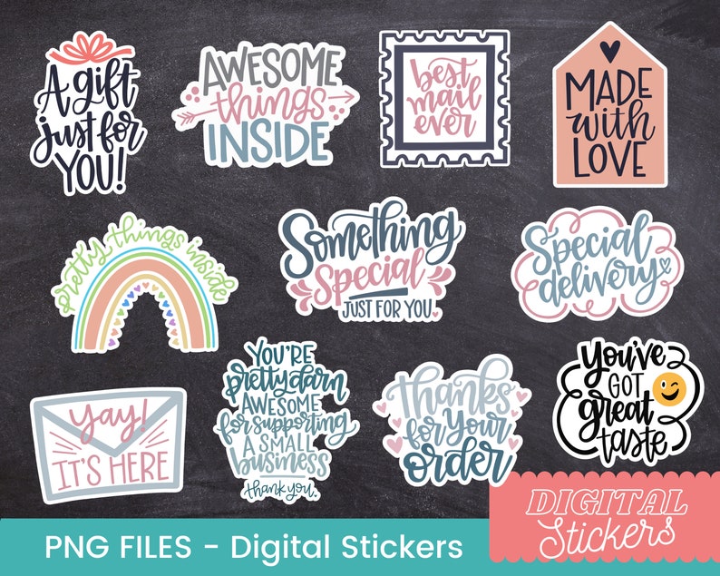 Digital Stickers for Packaging PNG File ONLY. Bundle of | Etsy