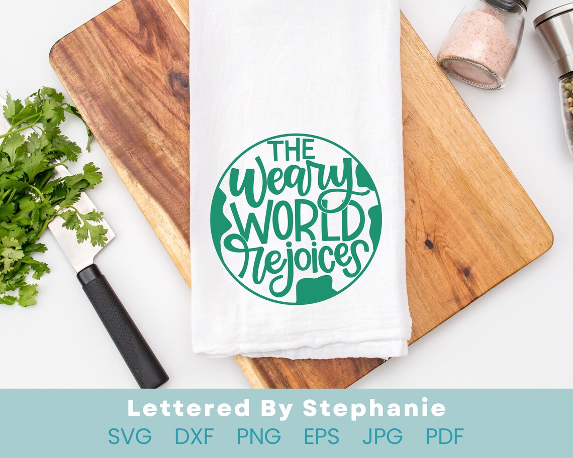 The Weary World Rejoices SVG Cut File, Handlettered Svg, Christmas Svg ...