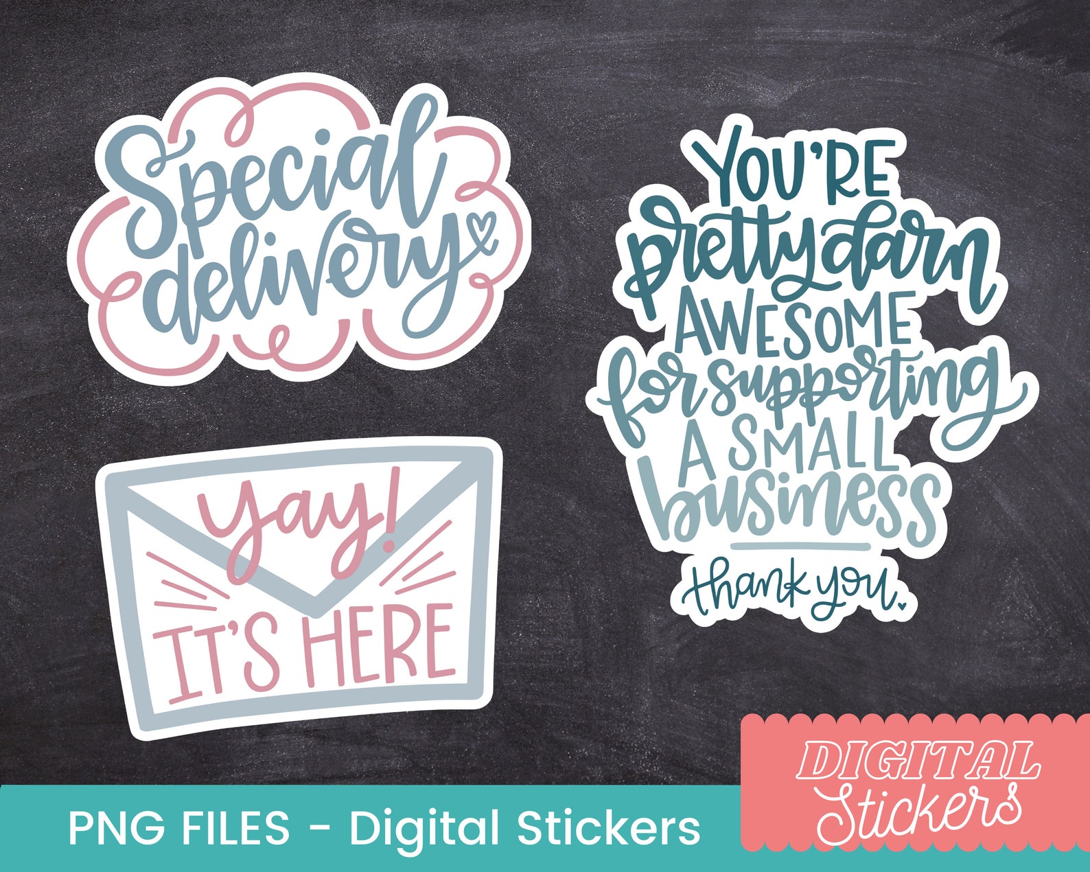 Digital Stickers for Packaging, PNG File ONLY. Bundle of Digital ...