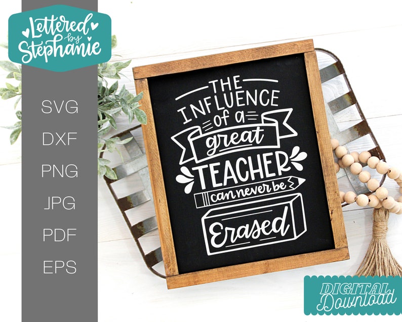 The Influence of a Great Teacher Can Never Be Erased SVG Cut - Etsy