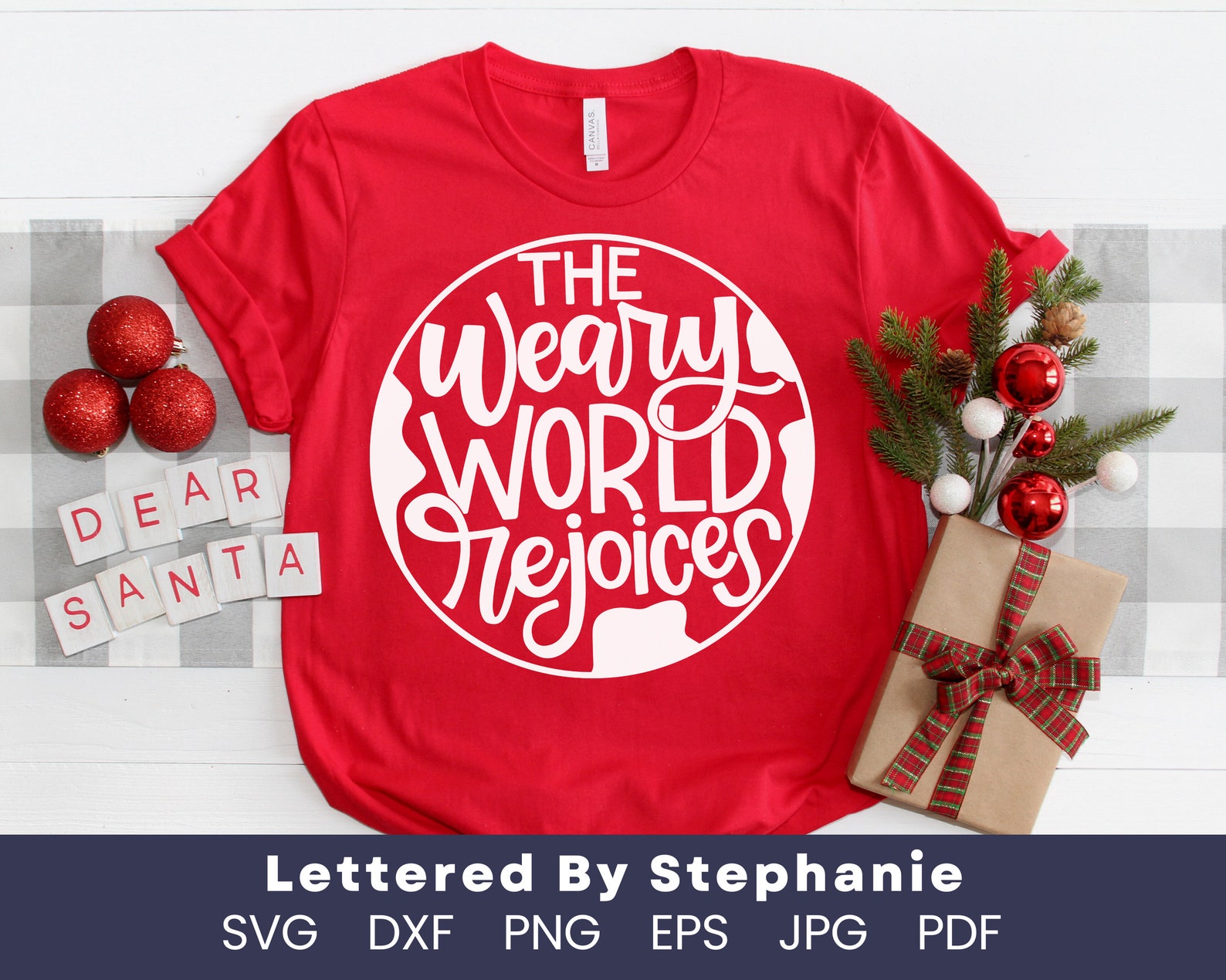 The Weary World Rejoices SVG Cut File, Handlettered Svg, Christmas Svg ...