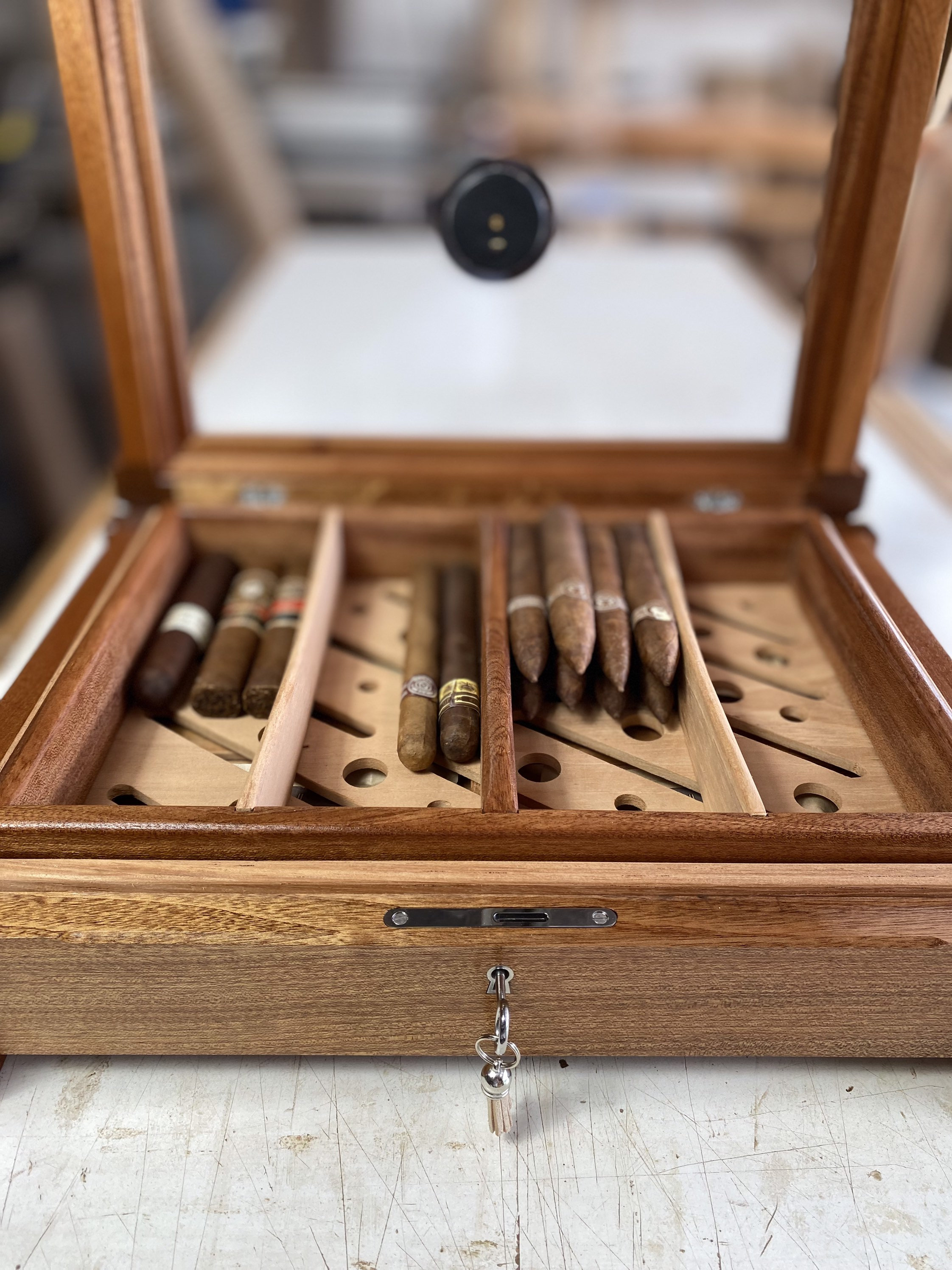 Handcrafted Large Cigar Humidor With Acrylic Top, Removable Tray ...