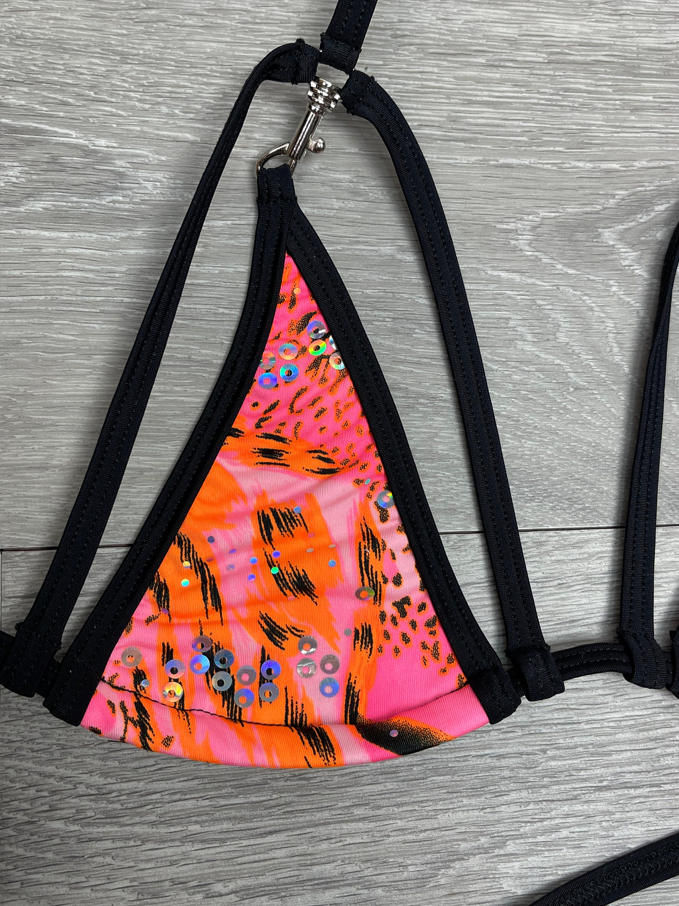 Micro Triangle Bikini Top Sparkle Coral Leopard Cheetah Rave - Etsy