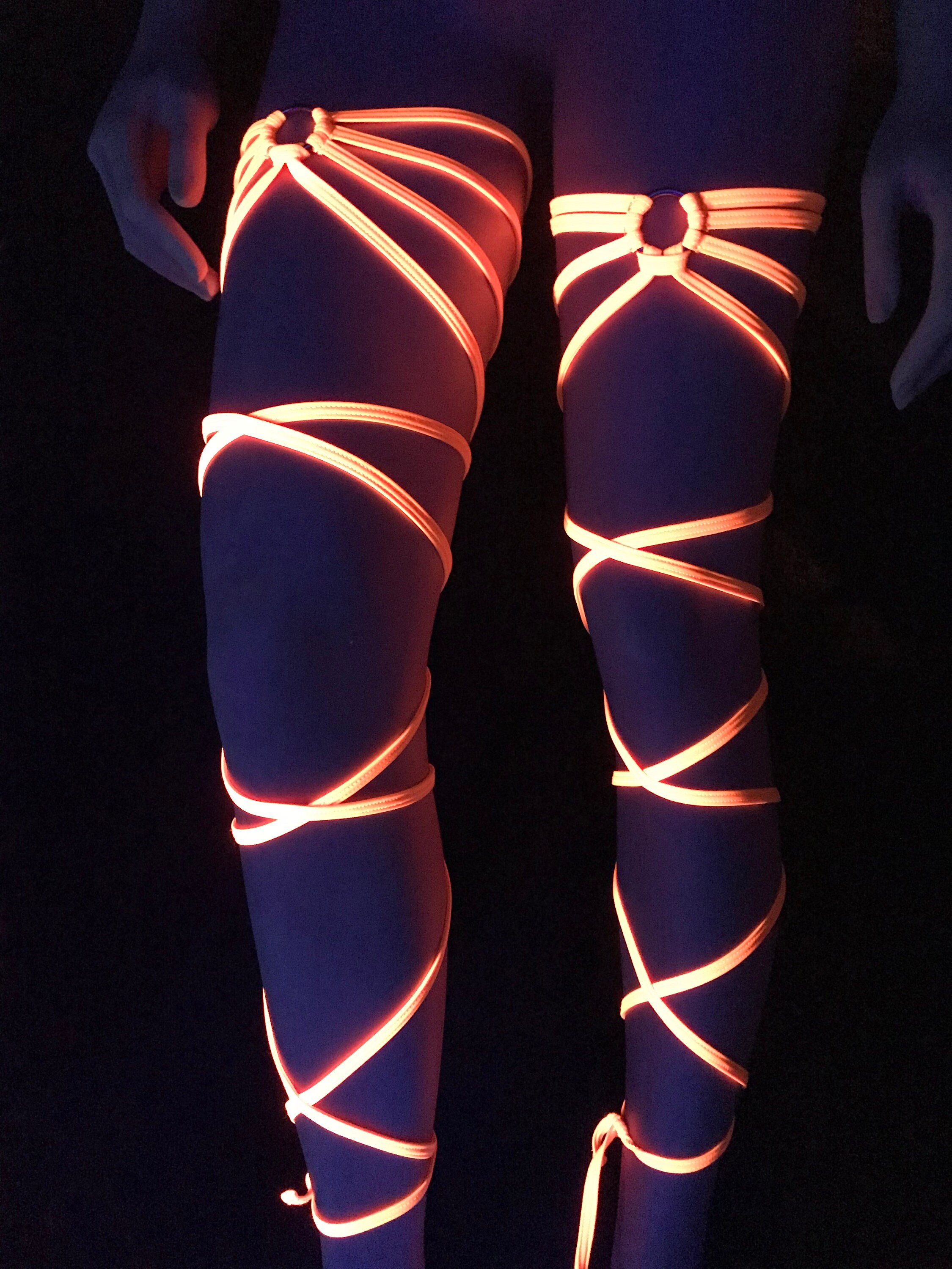 Freya's Leg Wraps Garter Neon Orange Gartinis Rave Outfits | Etsy