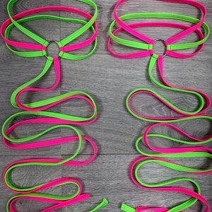 Garter Leg Wraps Neon Green /neon Pink Thigh Wraps O -ring Rave Wear ...