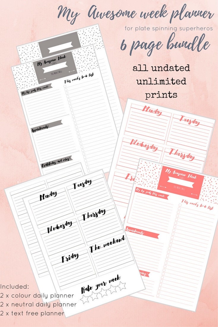 My Awesome Week Planner - Etsy