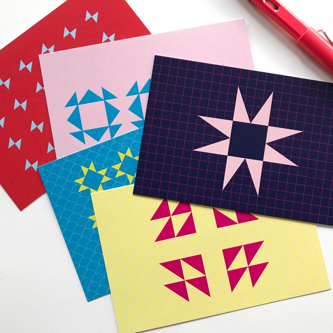 Quilt Block Postcards - Set of 5 Cards - 4" X 6" - Etsy