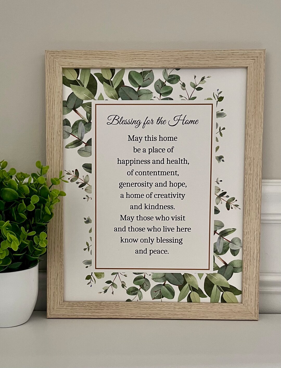 Home Blessing With Botanical Background , Housewarming Gift, New Home ...