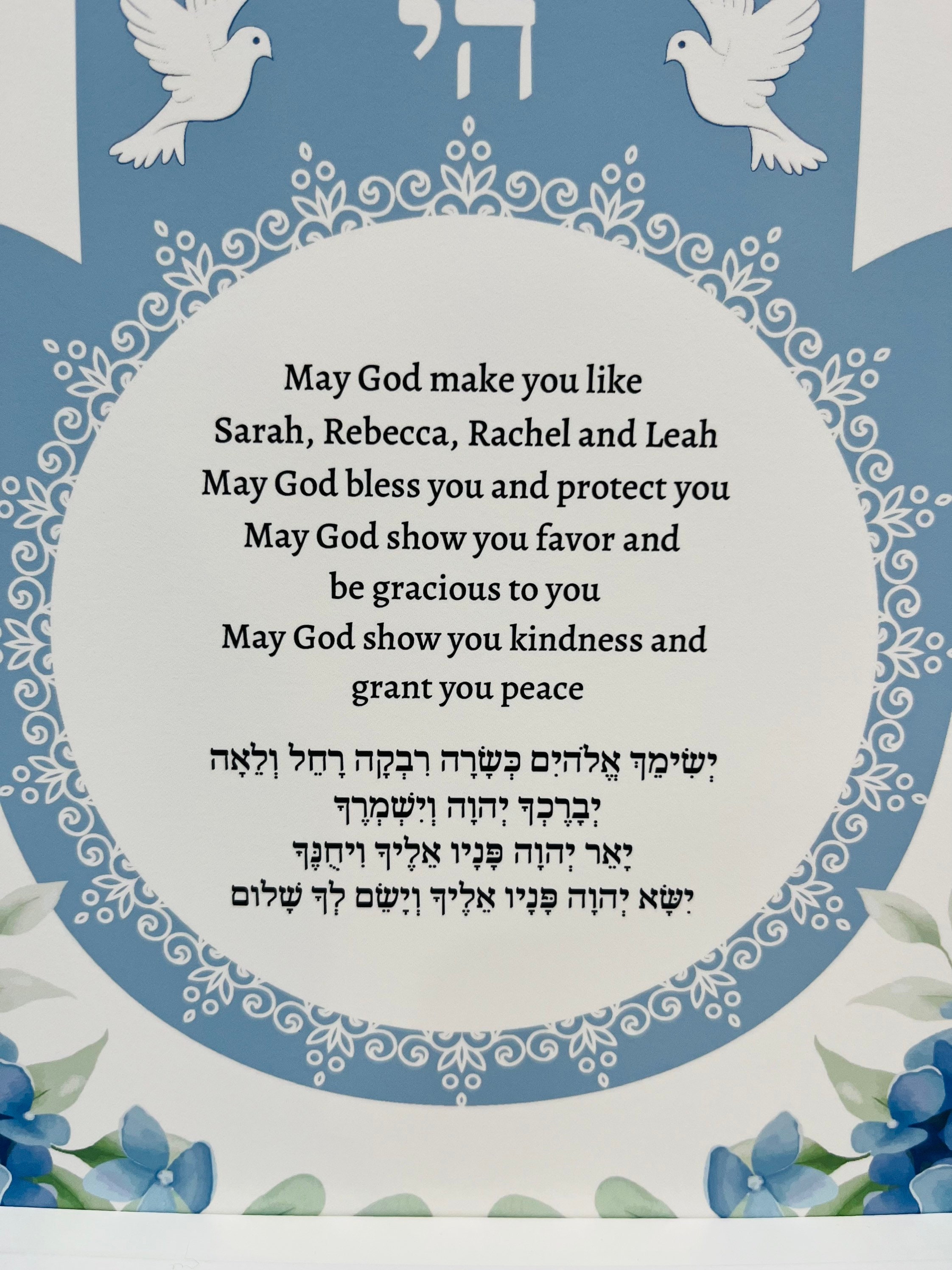 Jewish Girl Blessing, Jewish Baby Gift, Jewish Blessing Daughter, Baby ...