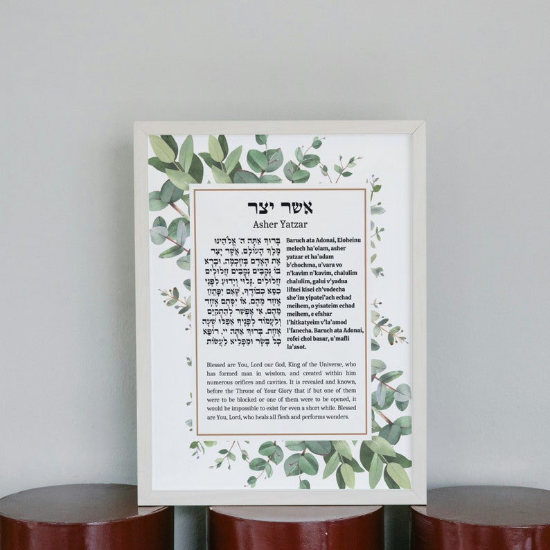 Asher Yatzar Wall Blessing in Hebrew, English, and Transliteration in ...