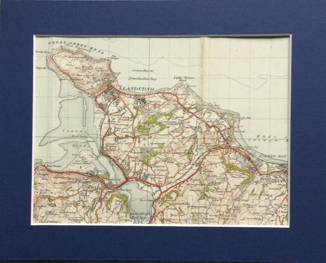 Llandudno, North Wales ~ Vintage Mounted Map - Etsy UK