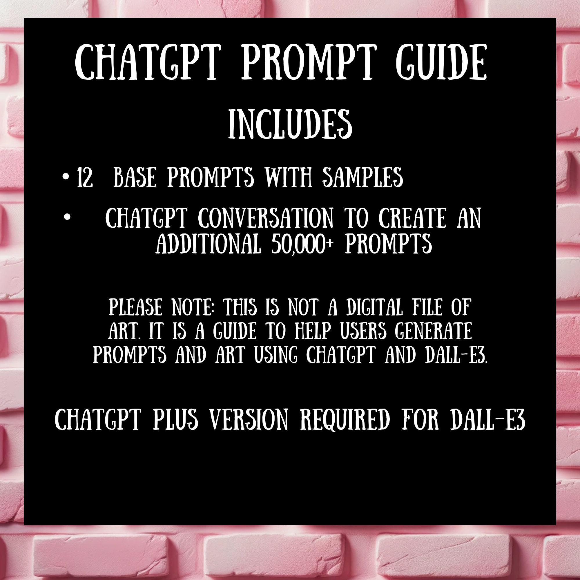 Dall-e3 & Chatgpt V4 Ai Art Prompt Guide 12 Sample Prompts Chatgpt ...