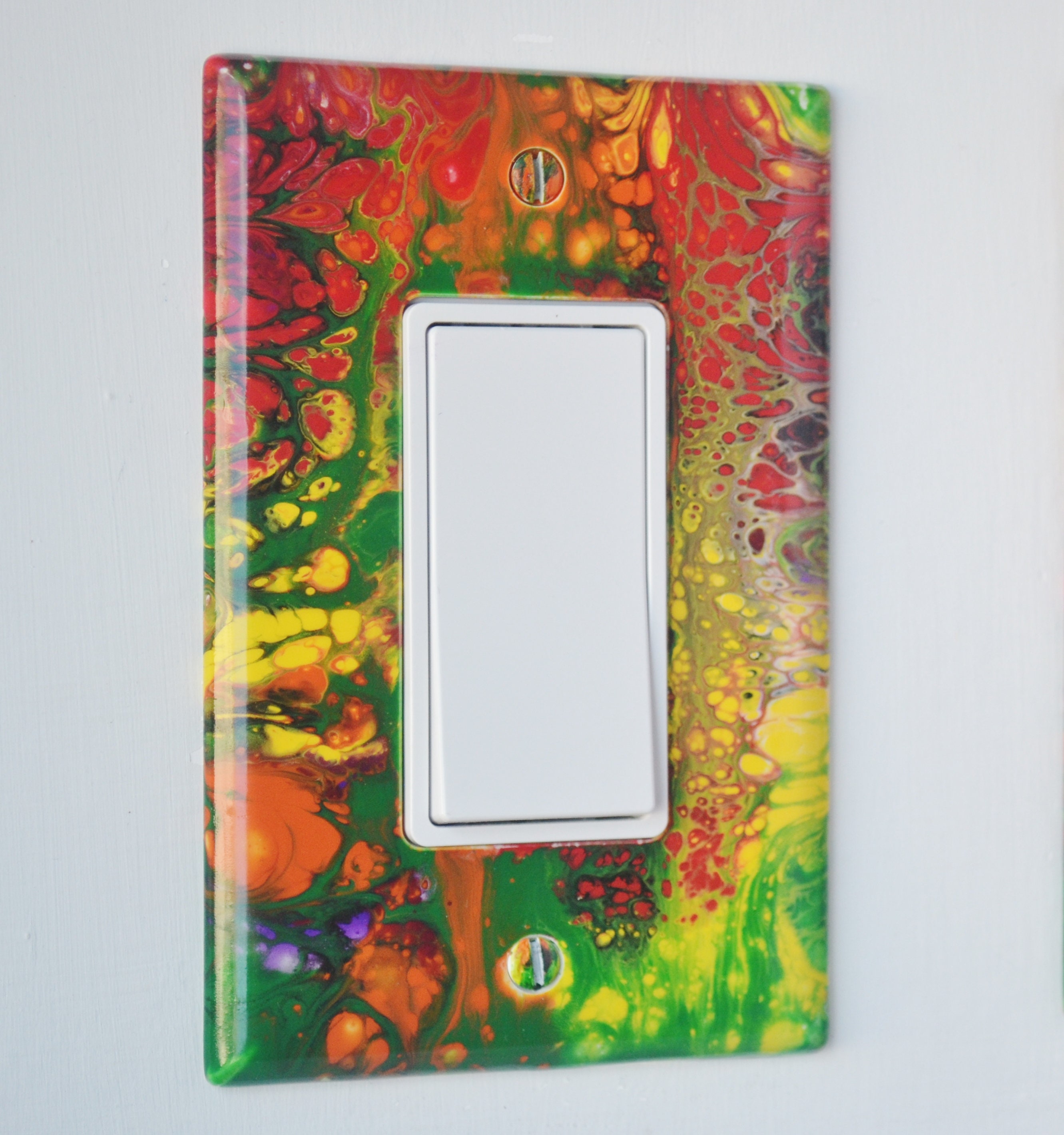 Acrylic Pouring on 2 Decorator Wall Plates #DM501, Garden Theme ...