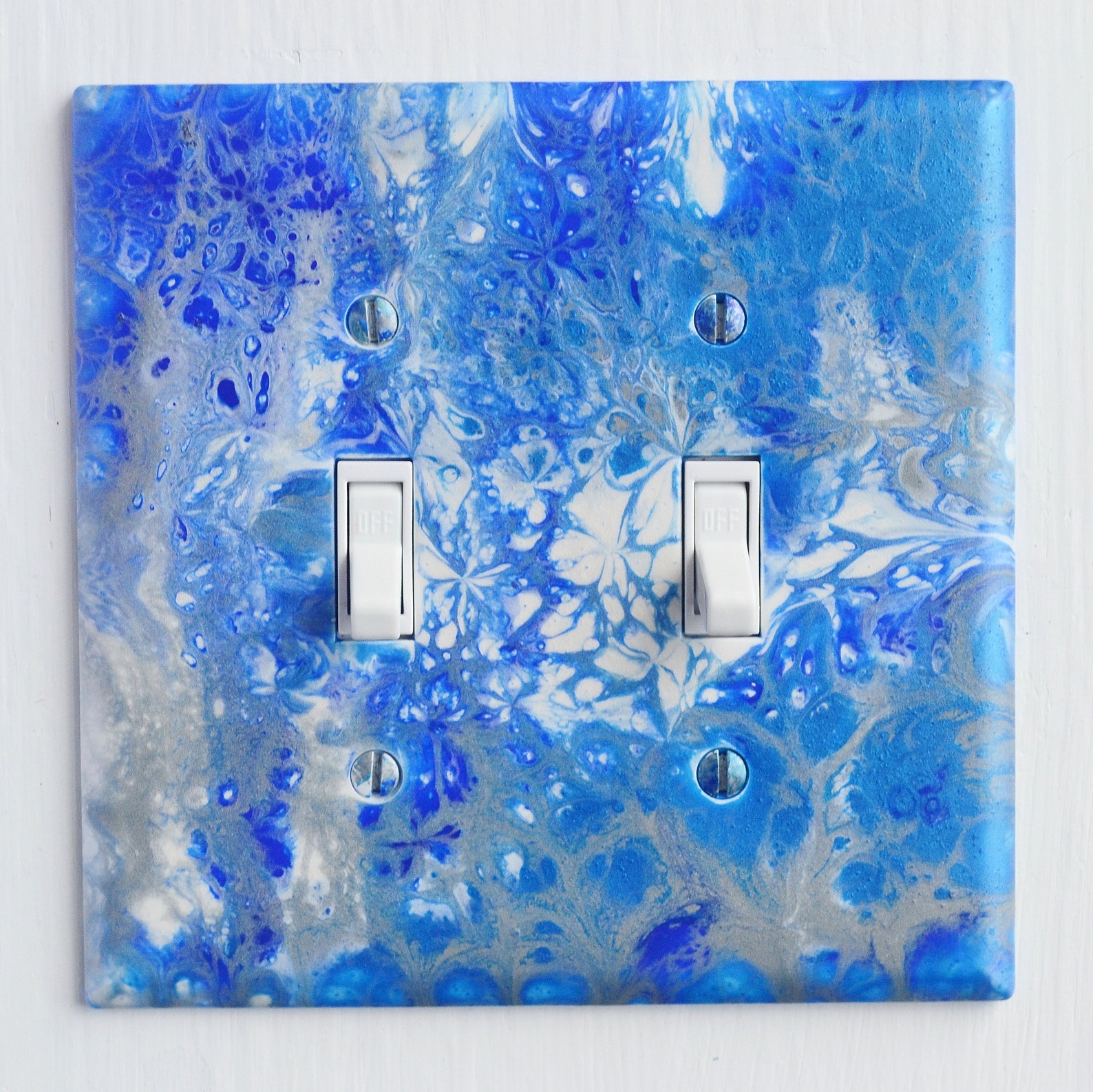 Acrylic Pouring on Wall Plate #M251, Matte Finish, Metallic Blue ...