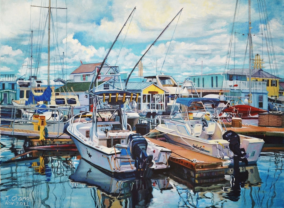 Key West Painting- by the Dock - Oil Painting Art Reproduction Print ...