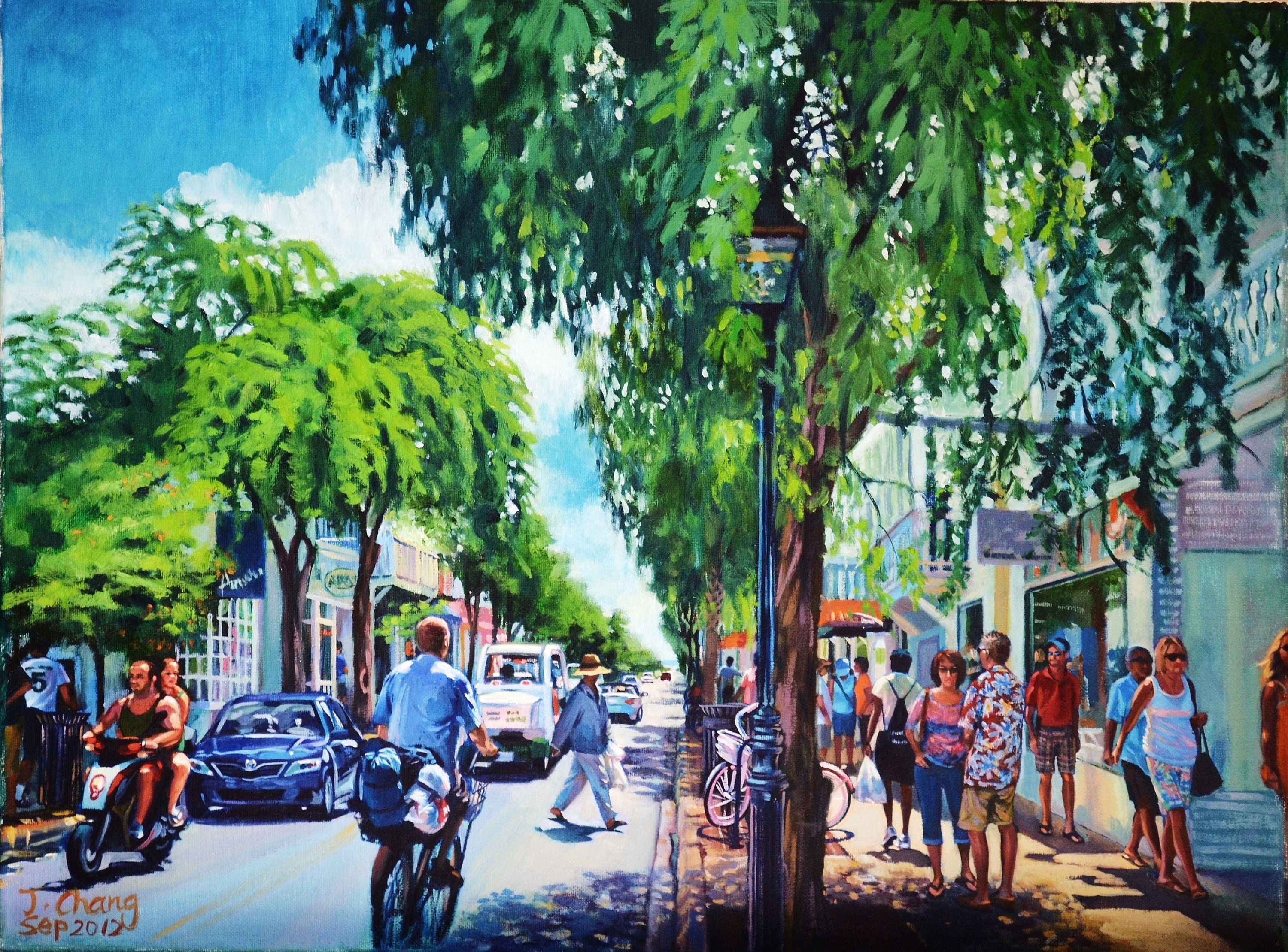 Key West Painting- Walking on Duval St. Key West - Oil Painting Art ...
