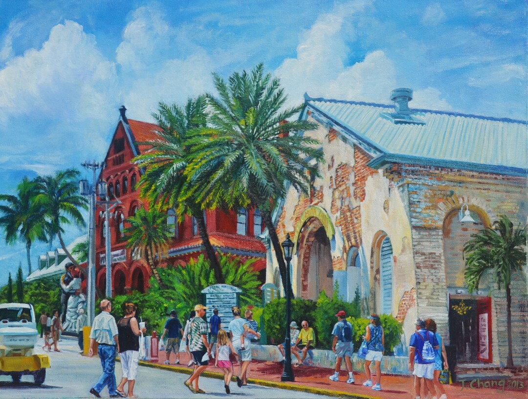 Key West Painting- Museum & Market- Oil Painting Art Reproduction Print ...