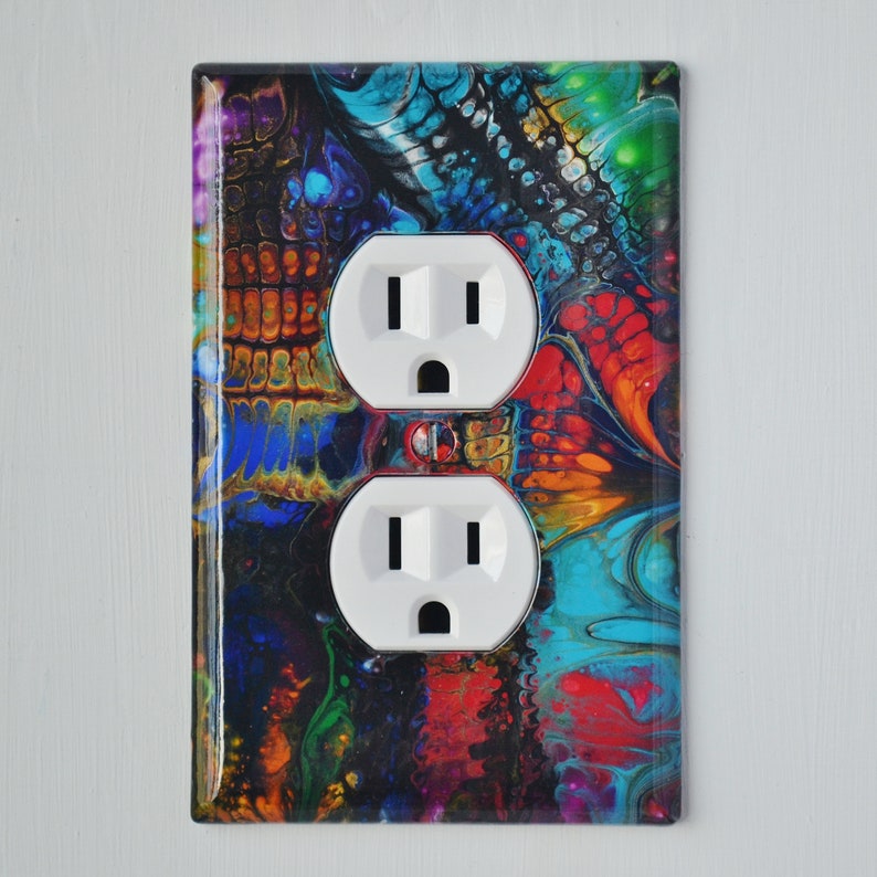 Acrylic Pouring on Outlet Wall Plate #M463, Montage Theme, Medium Size ...