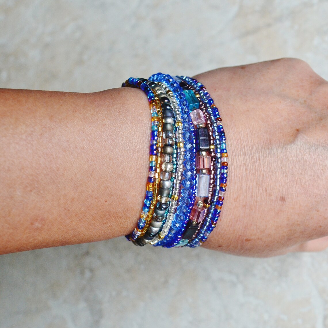 Stretch Bracelets Elastic Beaded Bracelet Set 12 Seed Beads | Etsy