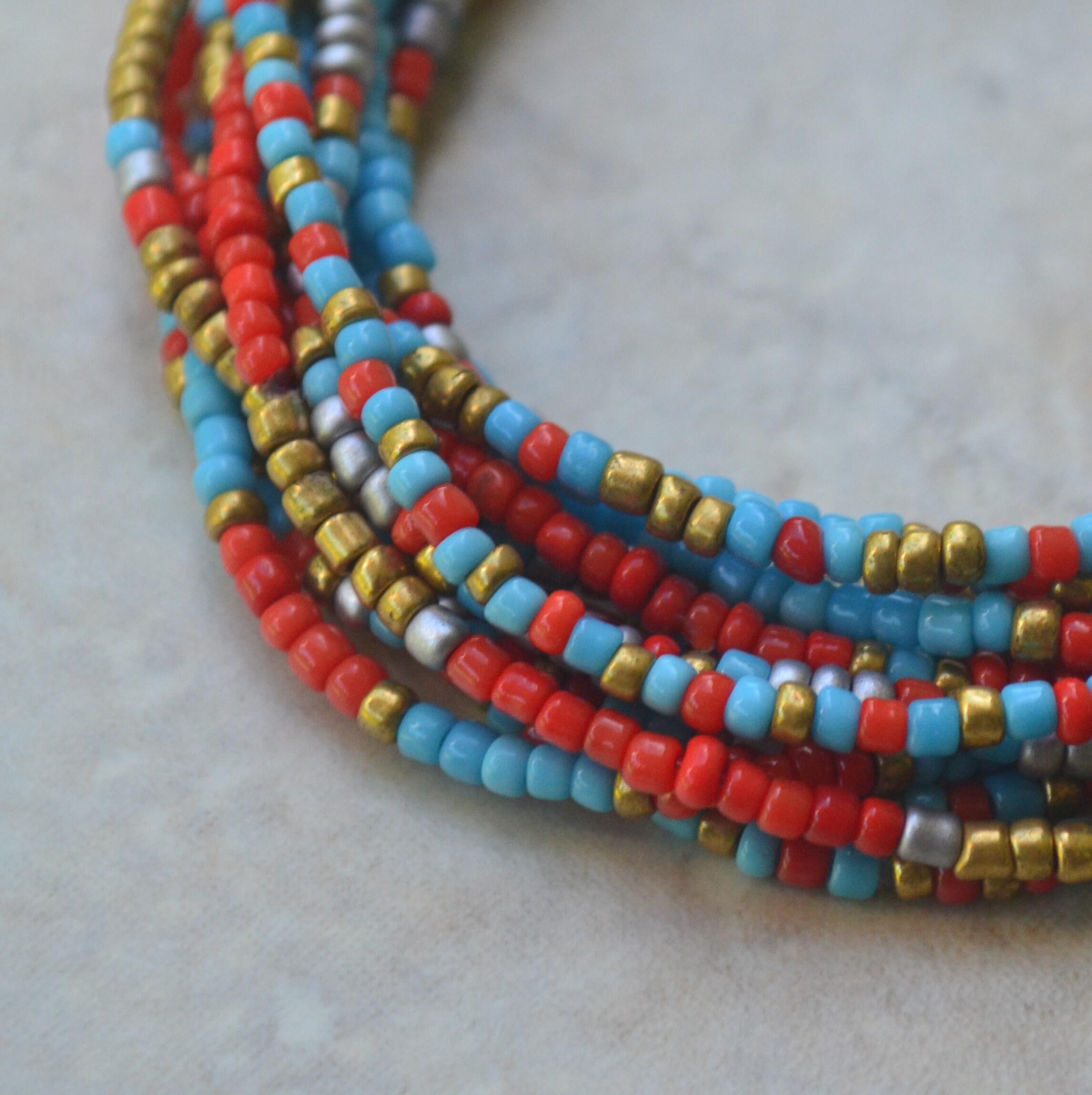 Stretch bracelets Elastic Beaded Bracelet Set 12 Red Blue | Etsy