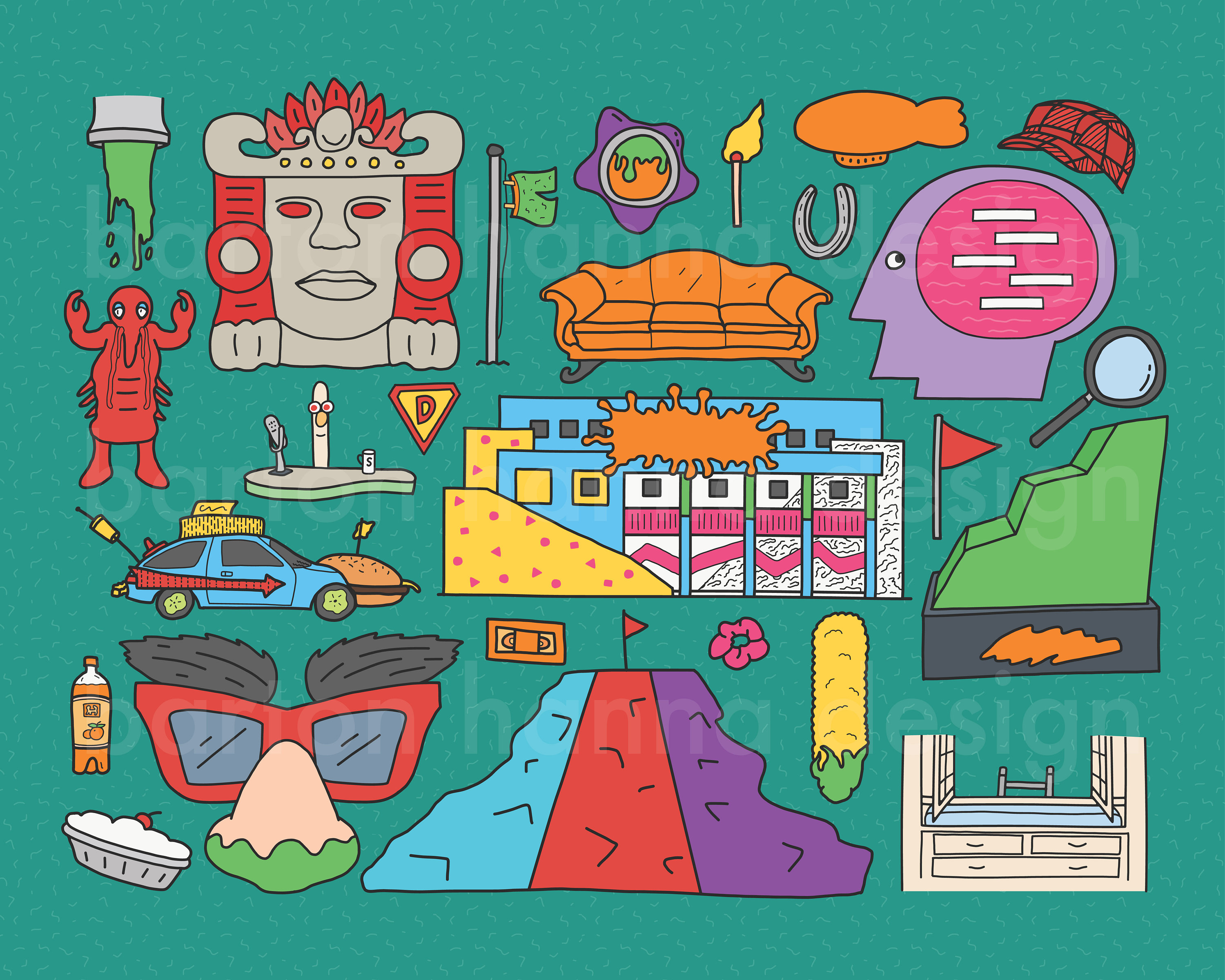90's Nickelodeon Inspired Illustration Collage Print unframed - Etsy