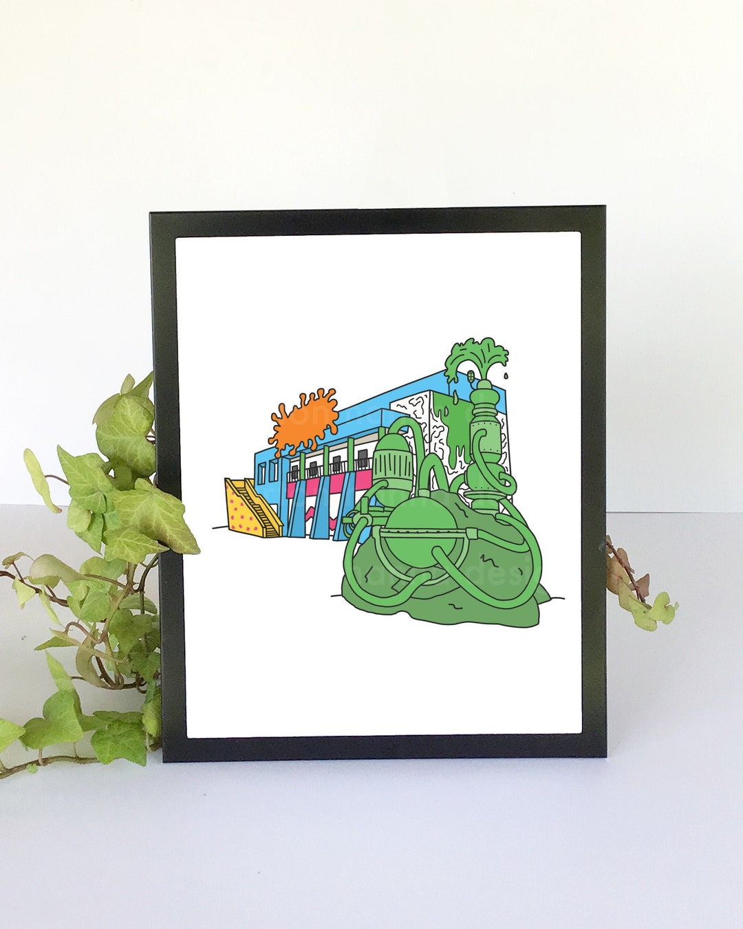 90's Slime Geyser Nickelodeon Studios Inspired Illustration Print ...