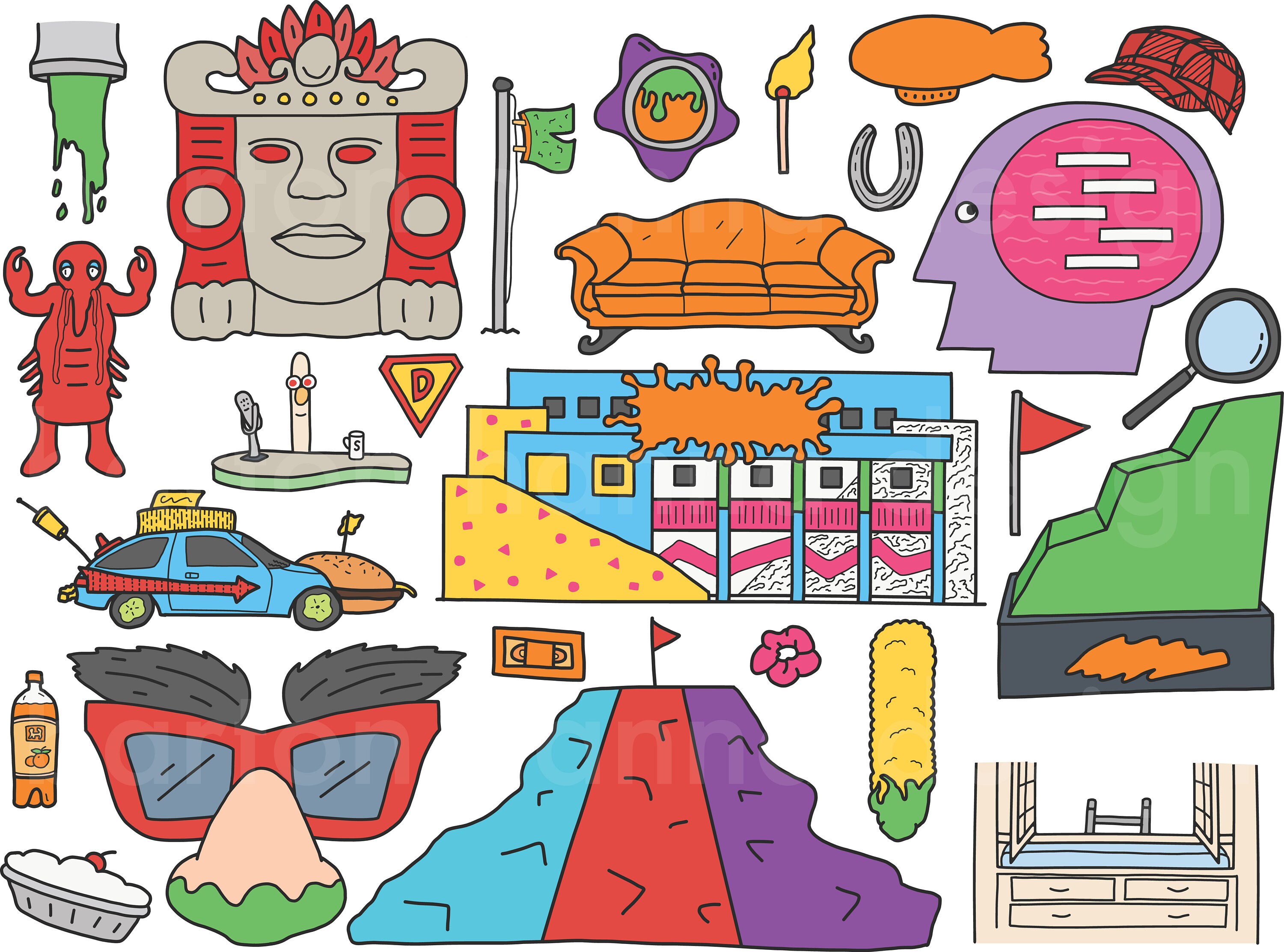 90's Nickelodeon Inspired Illustration Collage Print unframed - Etsy
