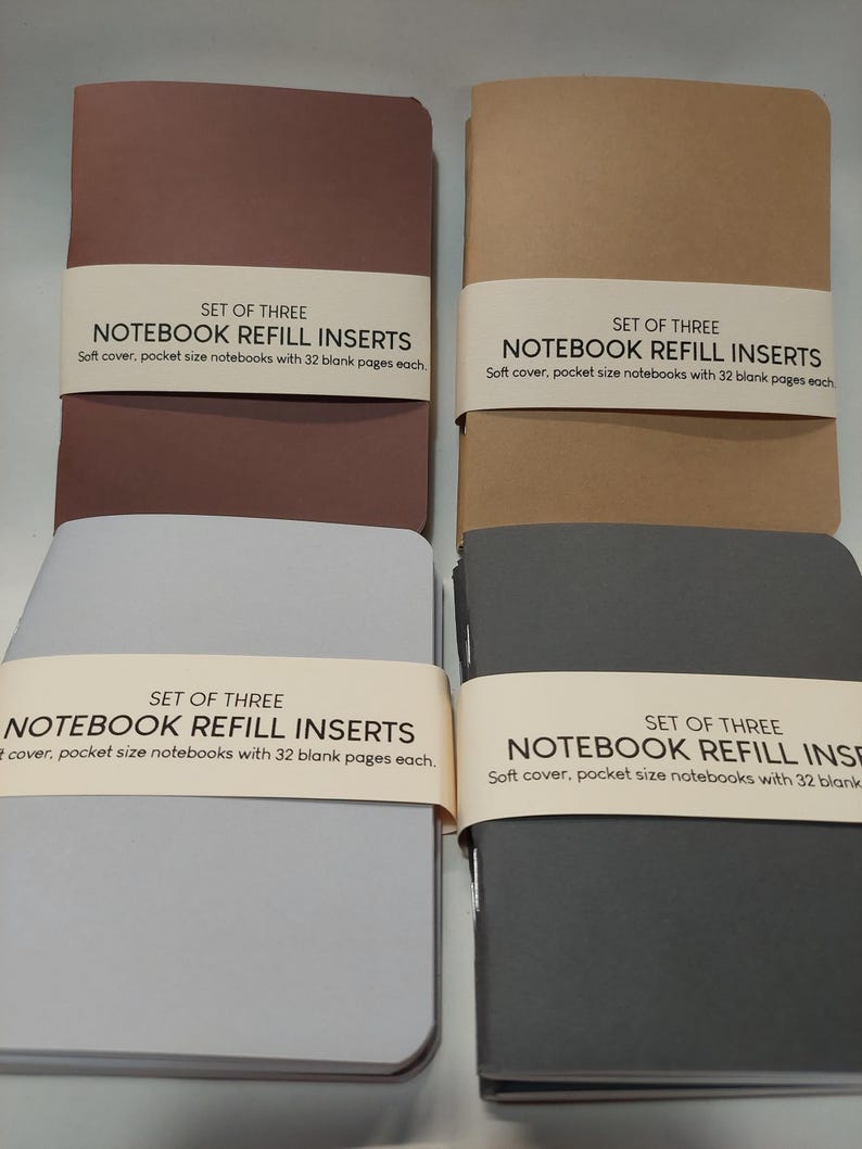 Journal Insert Refills | Set of 3 Notebooks | Unlined | Size 4x5 ...
