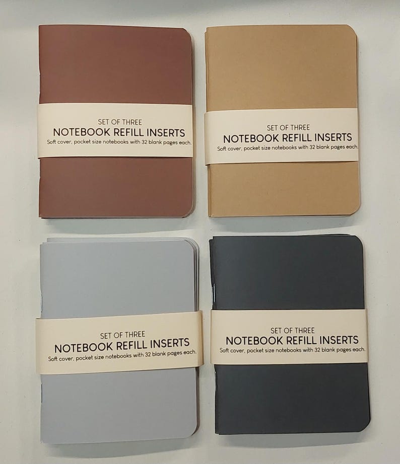 Journal Insert Refills | Set of 3 Notebooks | Unlined | Size 4x5 ...