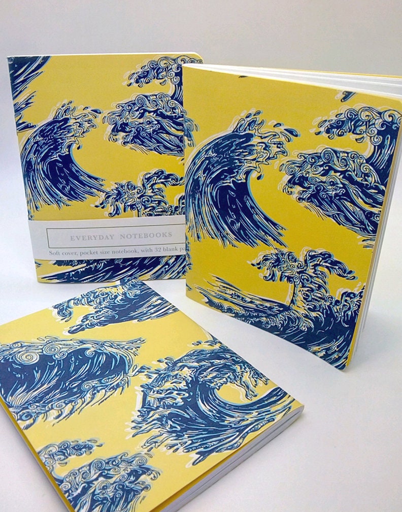 Waves Everyday Notebooks. Pocket Size, Softcover Notebook 32 Blank ...