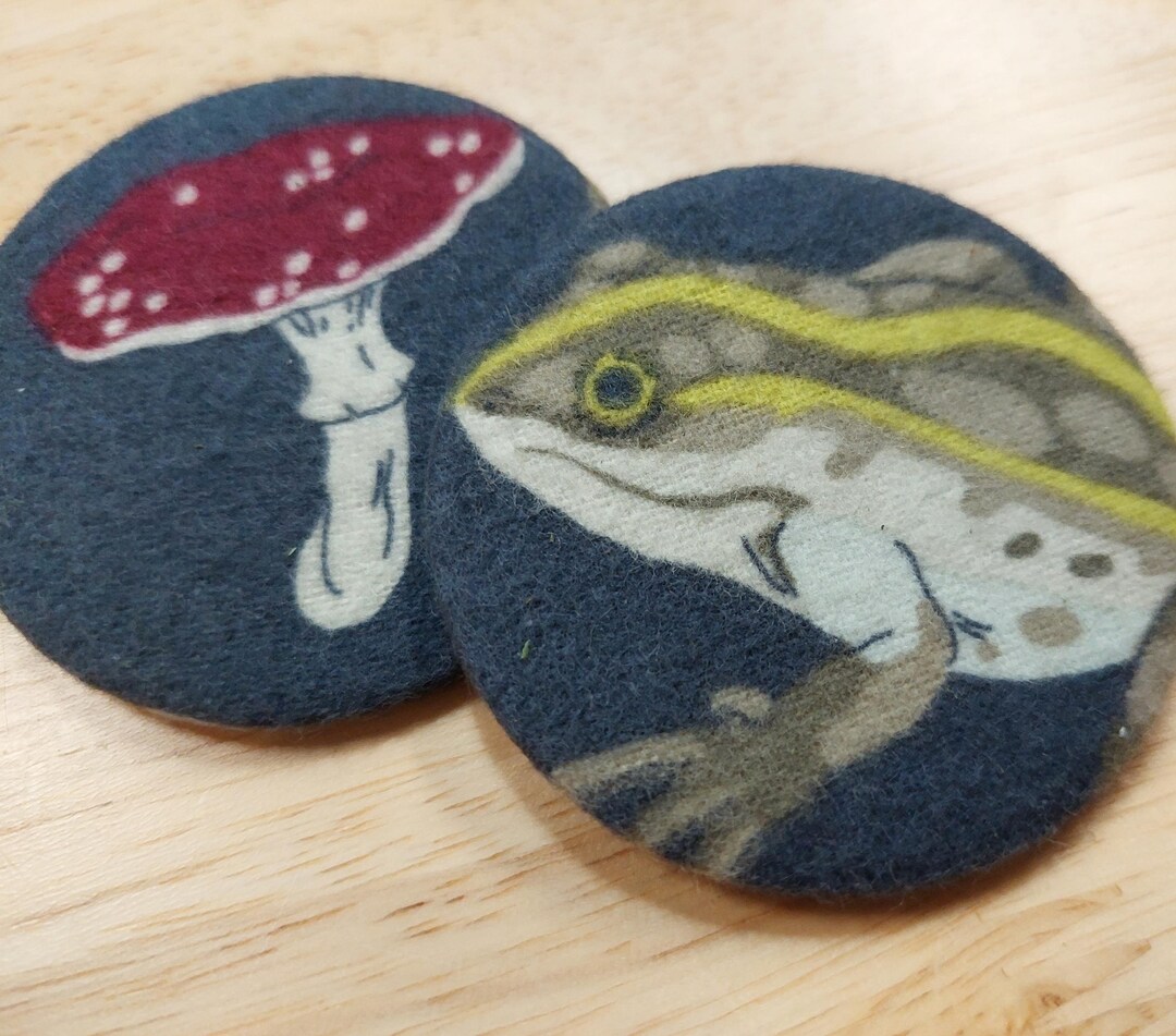Whimsical Forest Fabric Buttons, Brooch Pin, Fabric Covered Buttons, 2 ...