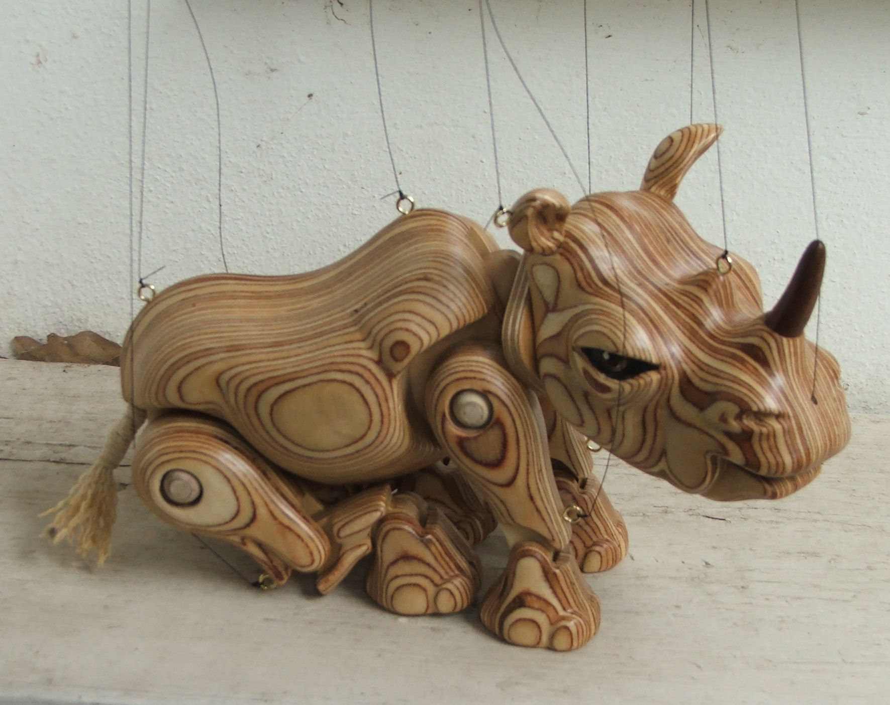 Rhino Rhinocerous Puppet Strung Marionette Handmade in | Etsy