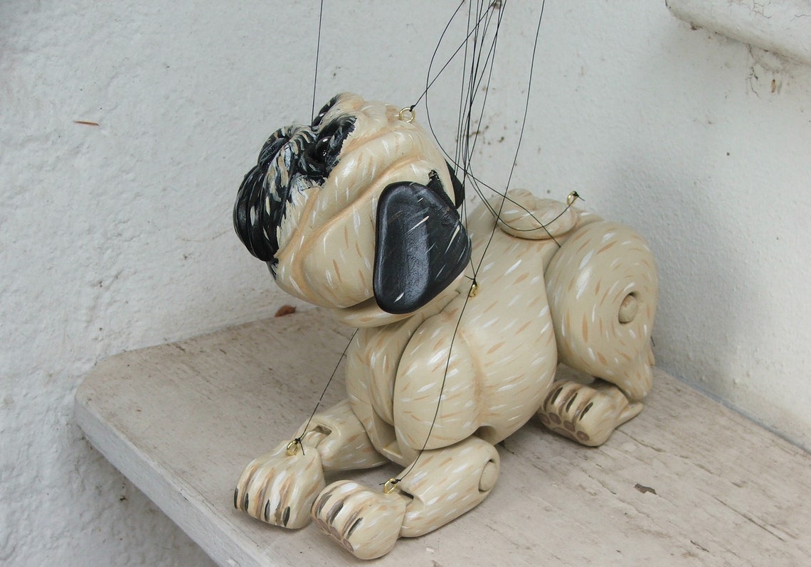 Pug Dog Puppet Strung Marionette Hand Made to Order in - Etsy