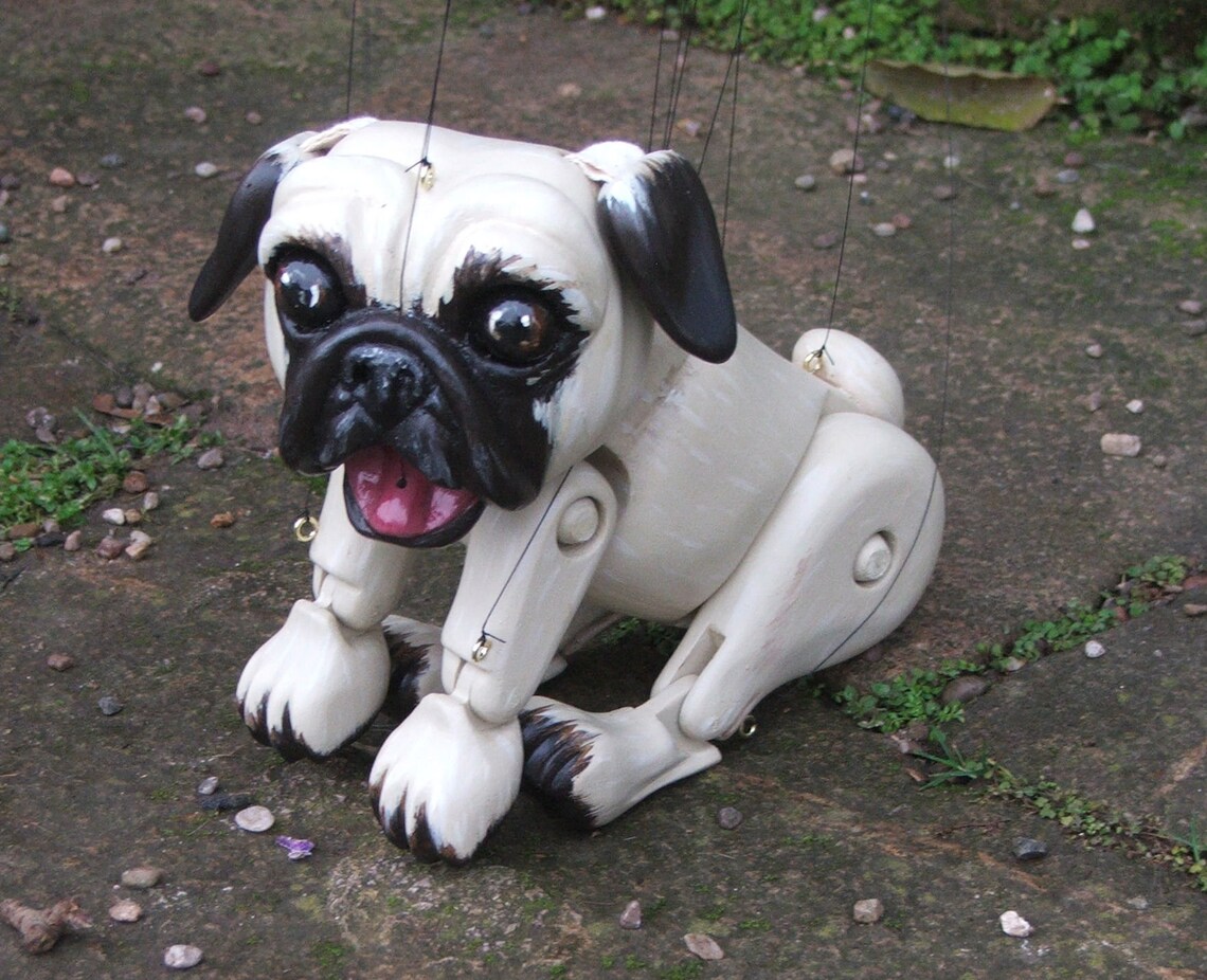 Pug Dog Puppet Strung Marionette Hand Made to Order in - Etsy