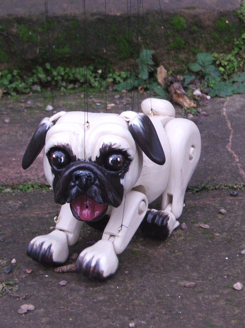 Pug Dog Puppet Strung Marionette Hand Made to Order in - Etsy