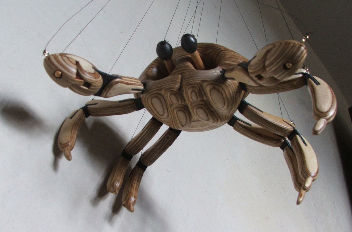 Crab Puppet Strung Marionette Handmade in Staffordshire England Using ...